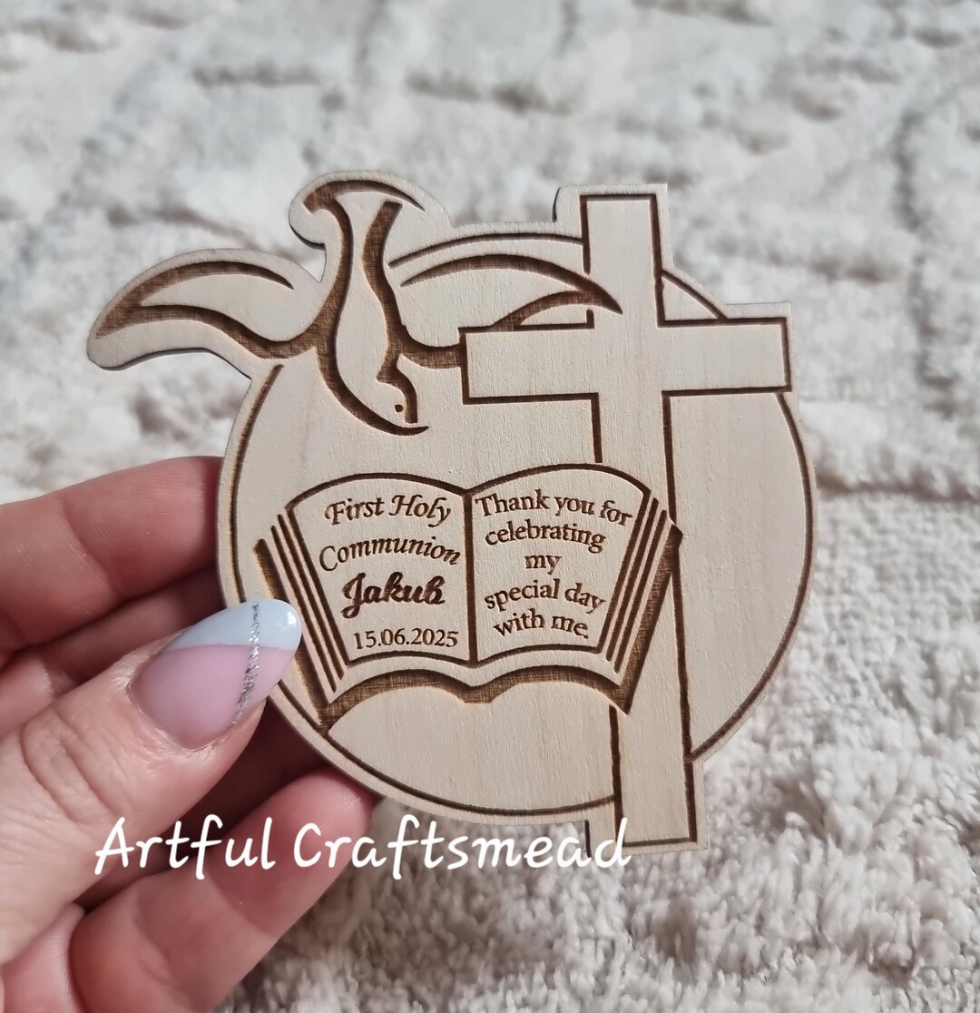 Personalised Heartfelt Thank You Magnets With Cross and Dove Design ...