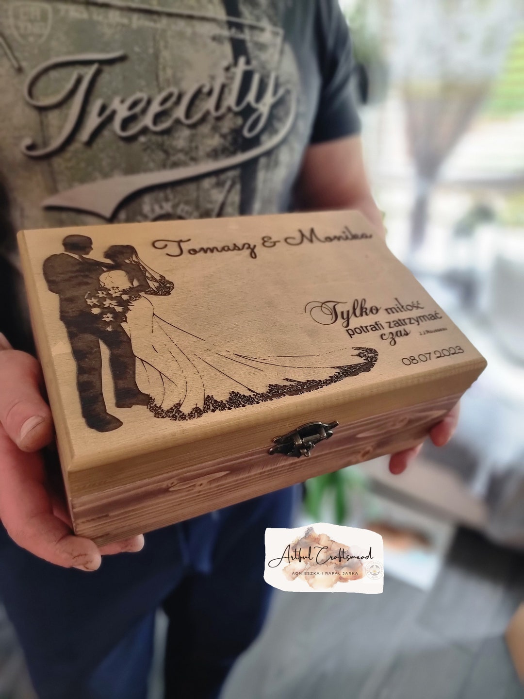 Large Wedding Keepsake Wood Box With Lock, Wedding Memories Holder ...