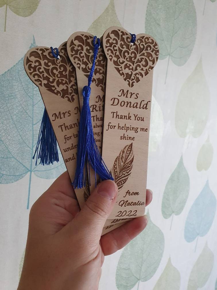 Personalised Wooden Bookmarks, Thank You Teacher Gift, Teaching ...