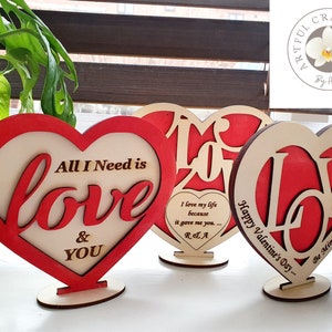 Personalised Heart Stand, Valentines Day Sign, Valentines Gift, Display ...