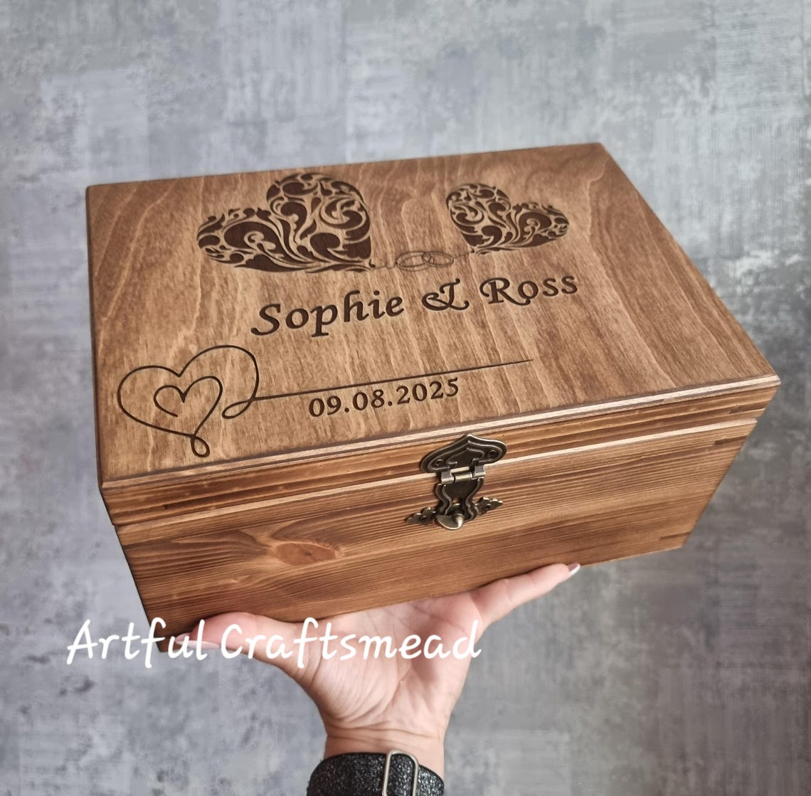 Personalised Wooden Wedding Box • Custom Keepsake Gift With Names ...