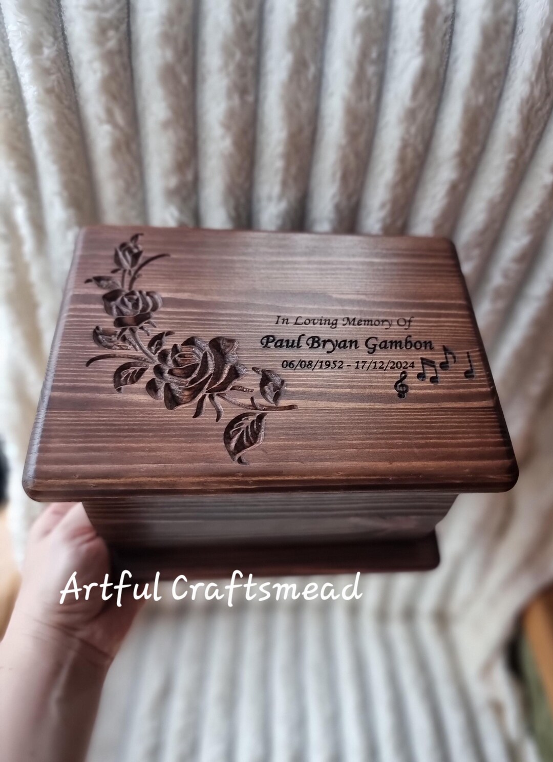 Handcrafted Pine Wood Memorial Urn – in Loving Memory, Personalized Urn ...