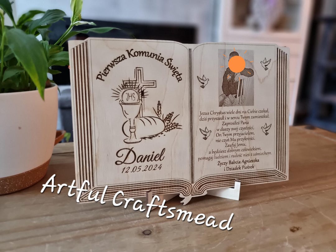 Personalised First Holy Communion Keepsake Plaque, Communion Gift Open ...