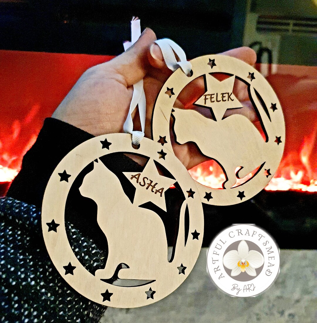 Personalised Christmas Bauble Cat, Kitten Wooden Bauble, Custom With ...