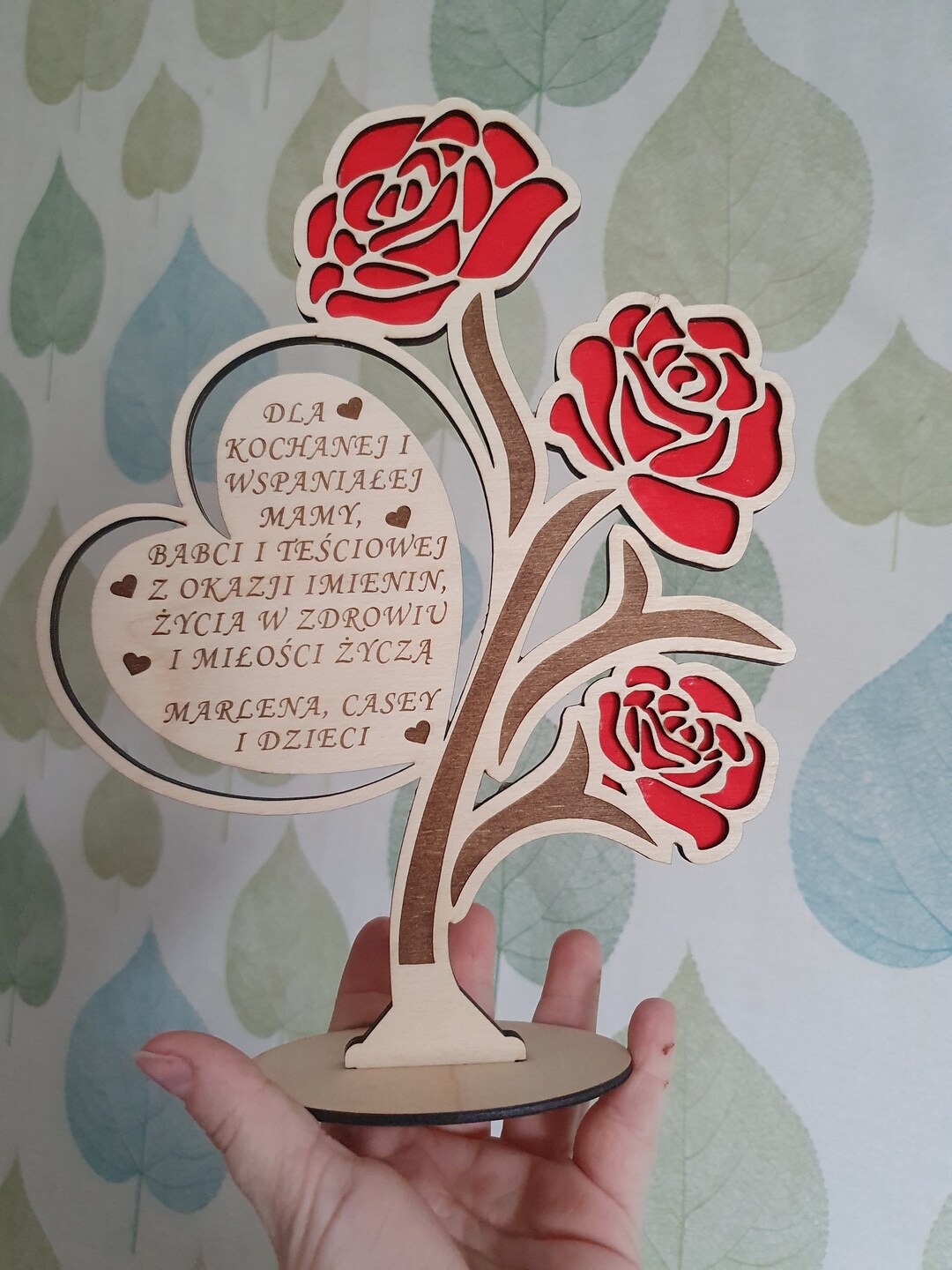 Personalised Wood Flower Rose - Mother's Day Gift - Grandma Gift, Wife ...