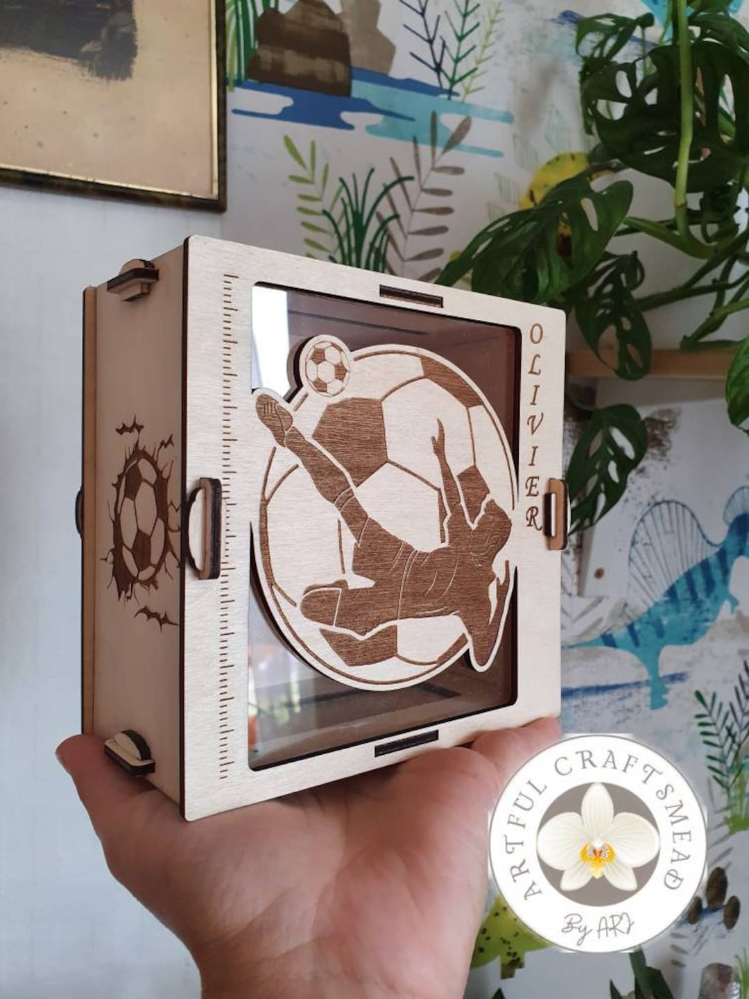 Wooden Money Box, Football Fund, Personalised Money Box, Gift for Kids ...