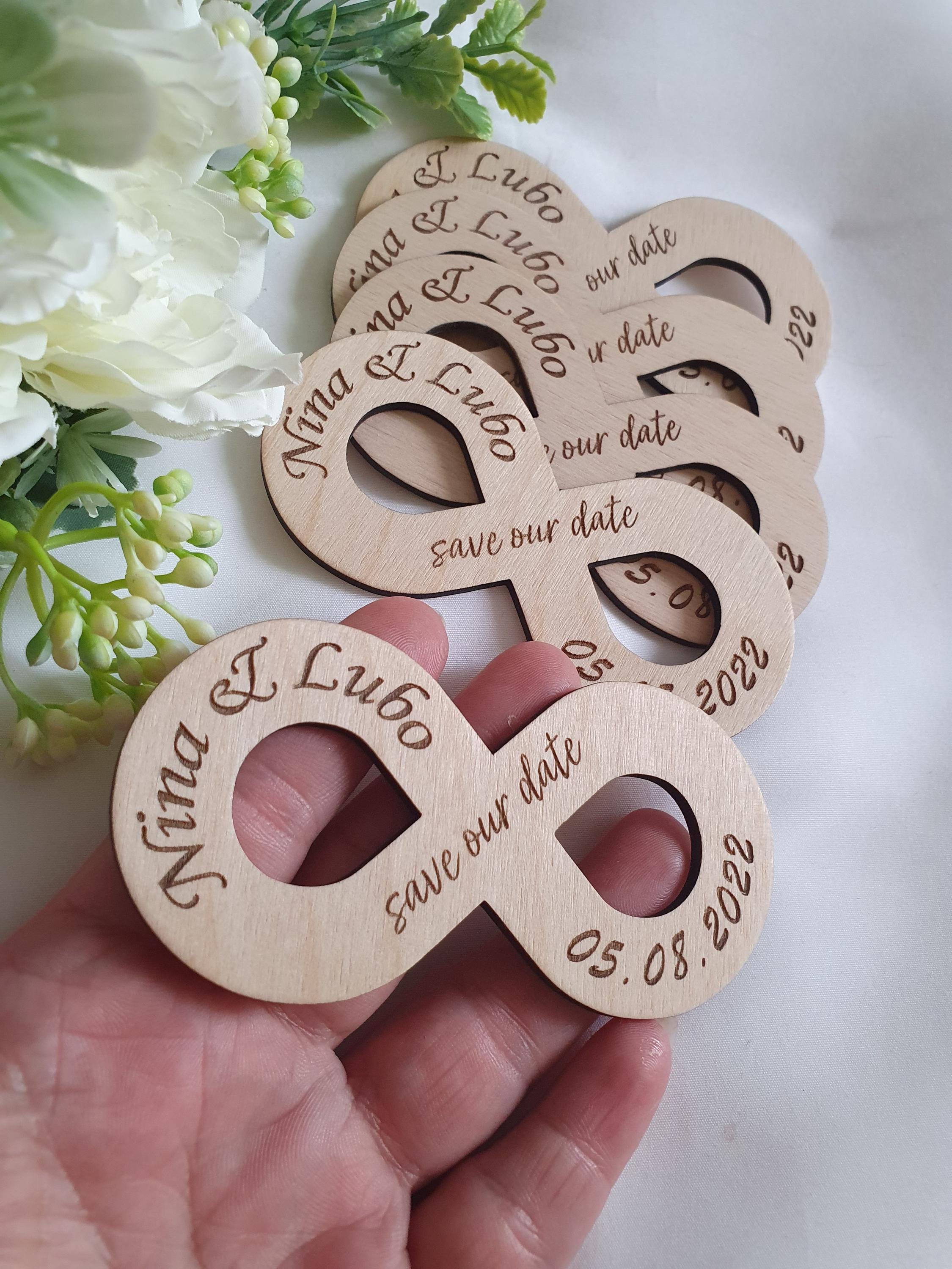 Personalised Wooden Wedding Magnet Infinity, Stunning "save the Date ...