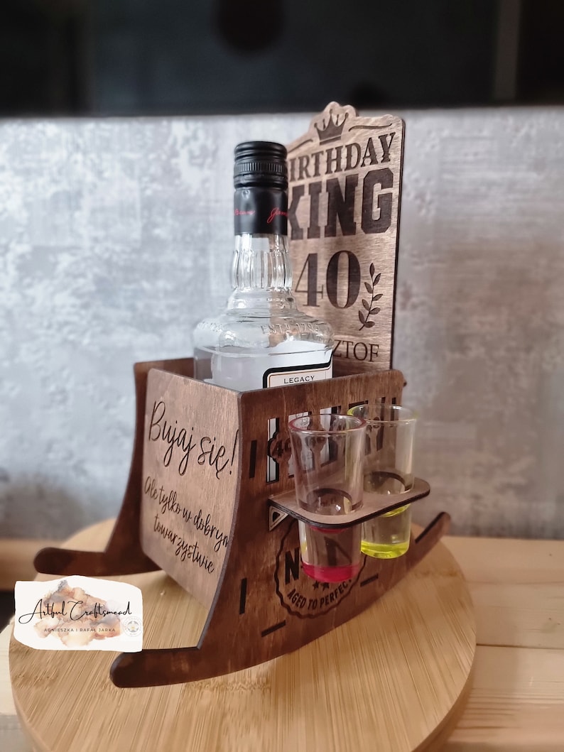 Personalized Engraved Rocking Chair, Rack Holder for Alcohol and ...