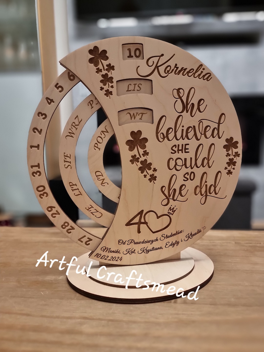 Custom Wooden Perpetual Calendar, Personalized With Name, Date, and ...