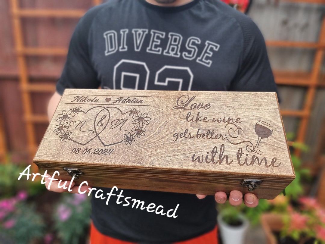 Personalized Wooden Wine Box A Timeless Gift, Custom Gift for Wedding ...
