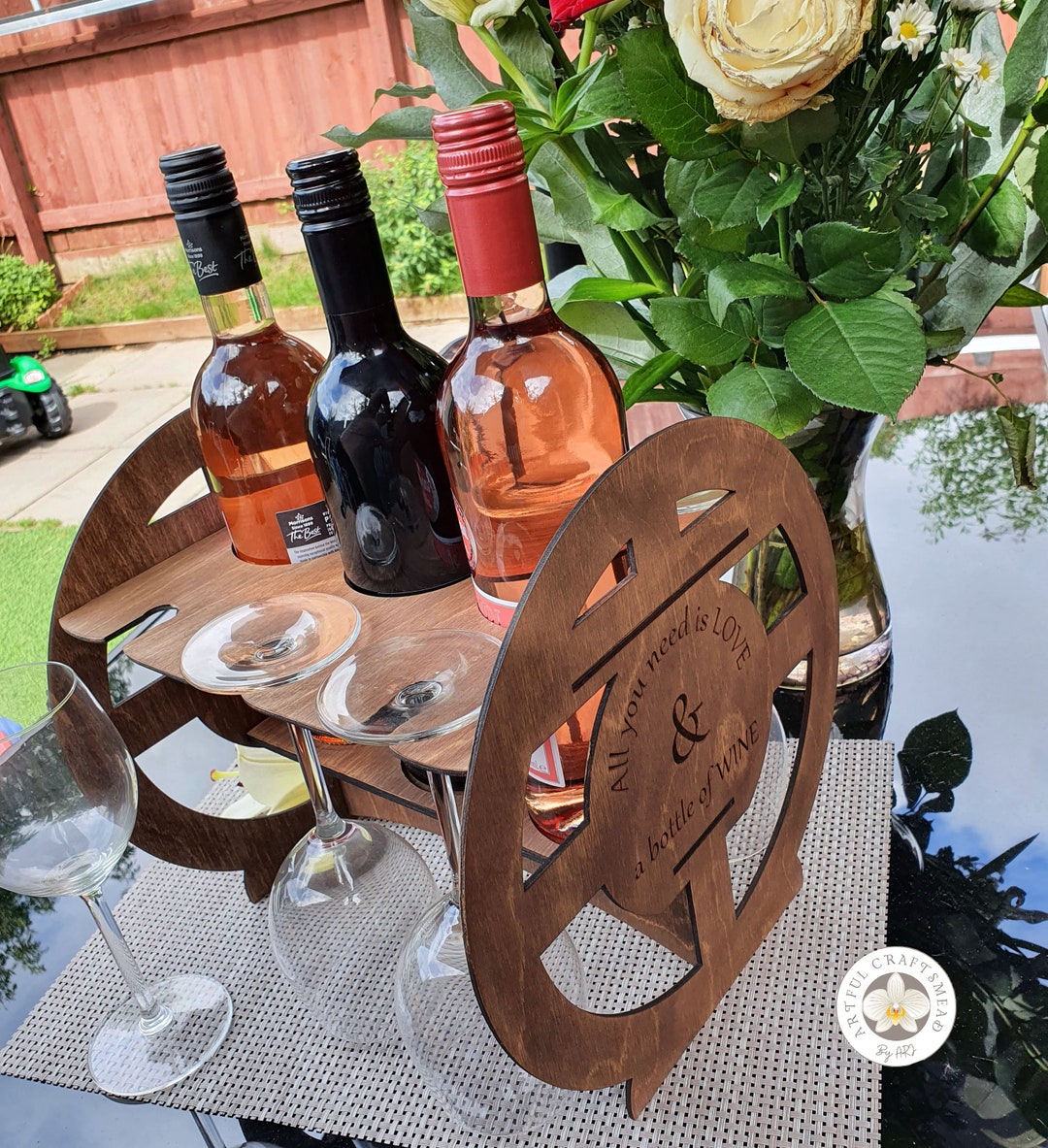 Customizable Mini Plywood Wine Rack, Personalized Rack Alcohol, 3 Wine ...