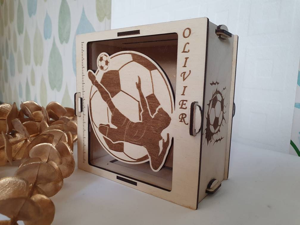 Wooden Money Box, Football Fund, Personalised Money Box, Gift for Kids ...