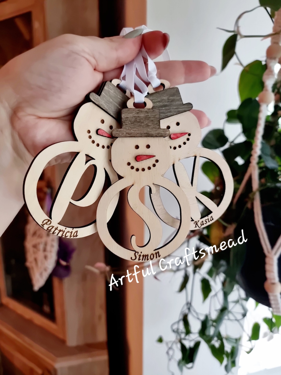 Personalised Wood Snowman Bauble, Wood Baubles With Names, Custom ...