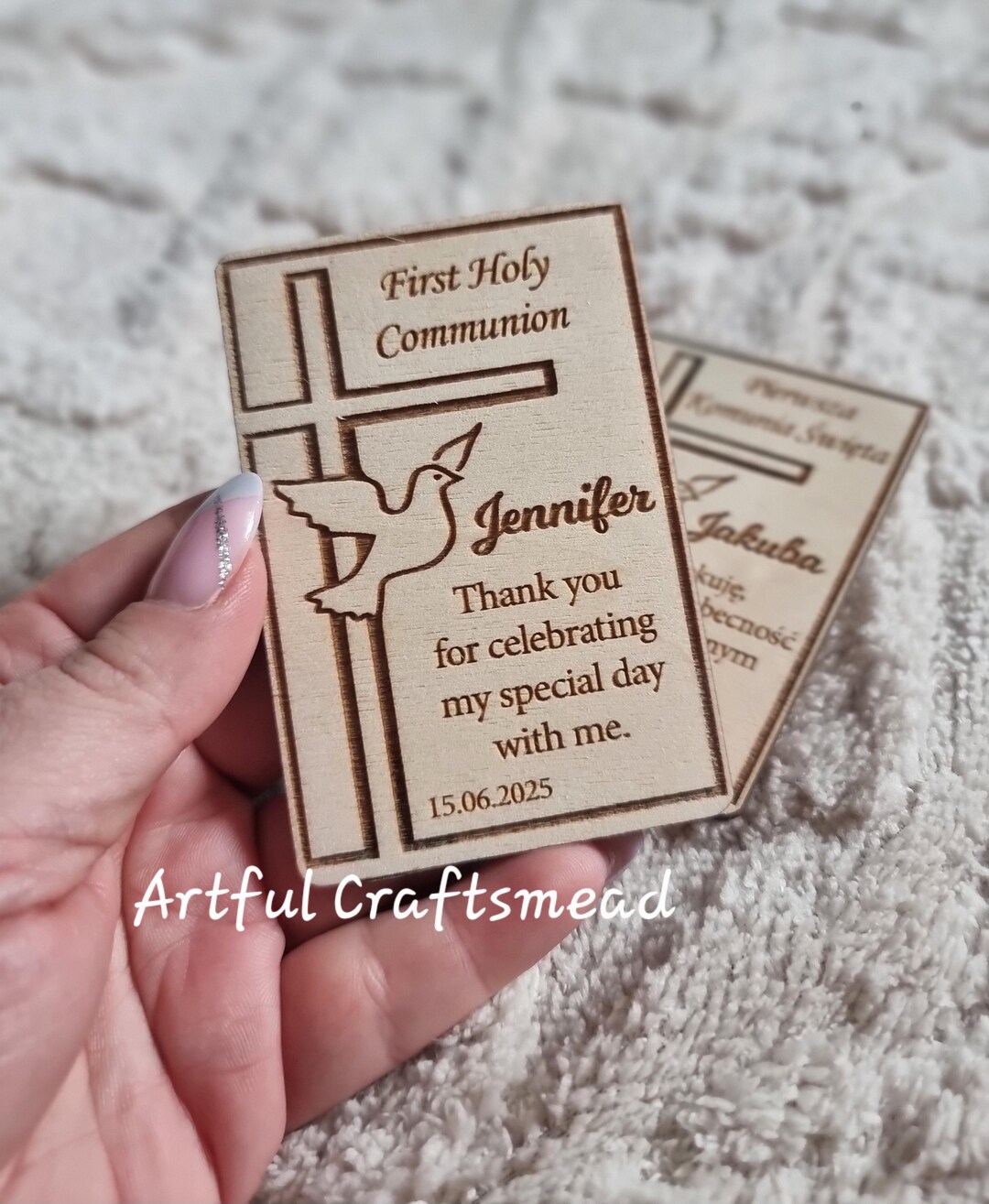 Personalised Thank You Magnets With Cross and Dove Design, Gift ...
