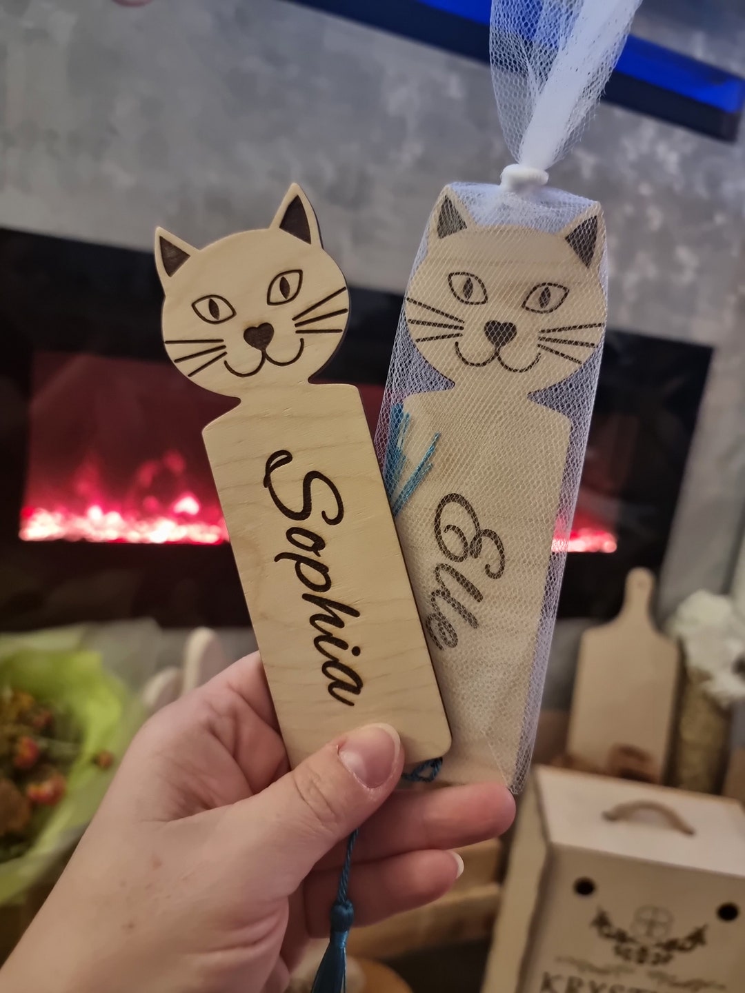 Personalised Bookmarks for Children Kids, Animals Pattern, Cat, Gift ...