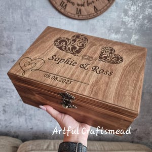 Personalised Wooden Wedding Box • Custom Keepsake Gift With Names ...