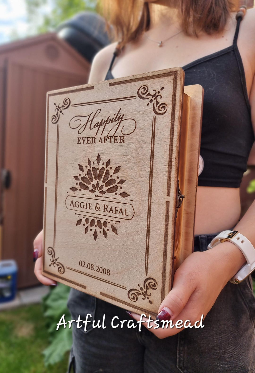 Custom Handcrafted Wooden Book Box for Special Occasions, Wedding ...