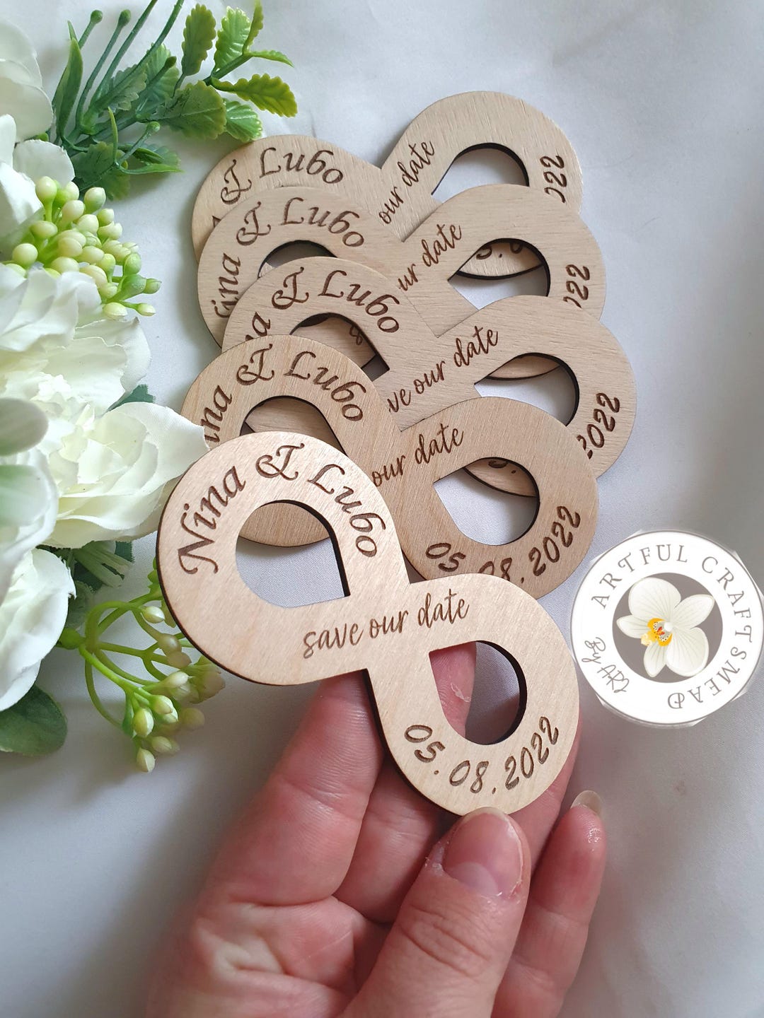 Personalised Wooden Wedding Magnet Infinity, Stunning "save the Date ...