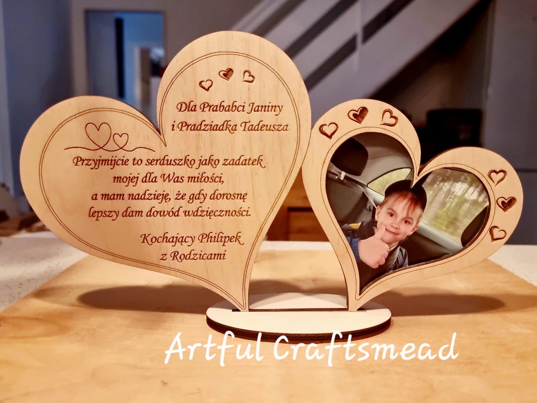 Personalised Double Heart Photo Frame, Double Heart Photo Frame, Gift ...