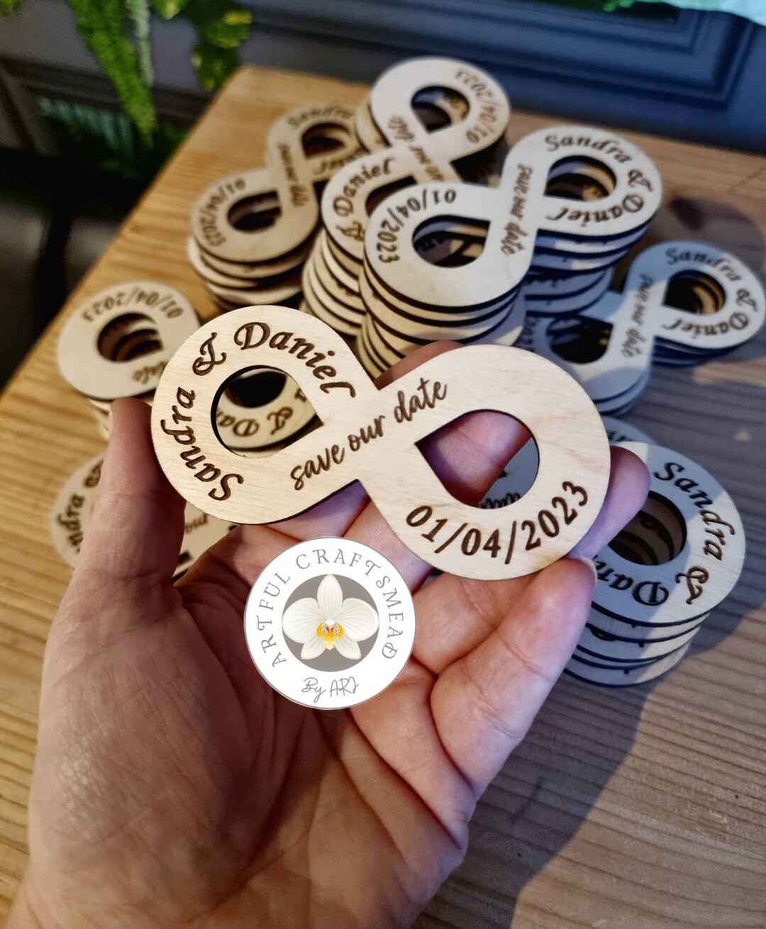 Infinity Wedding Favour Magnet, Personalised Wooden Wedding Magnets ...