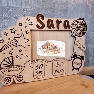 Personalised Gift for Baby, Wood Photo Frame, New Born Frame, Birth ...
