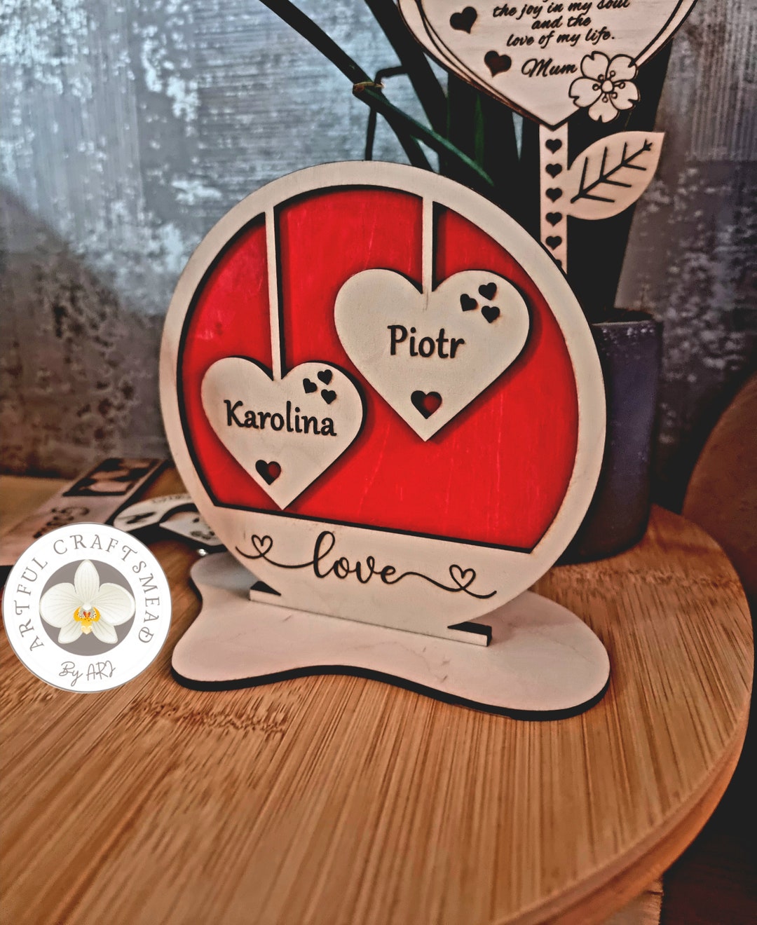 Personalized Wooden Heart, Valentines Day, Anniversary, Wedding, Stand ...