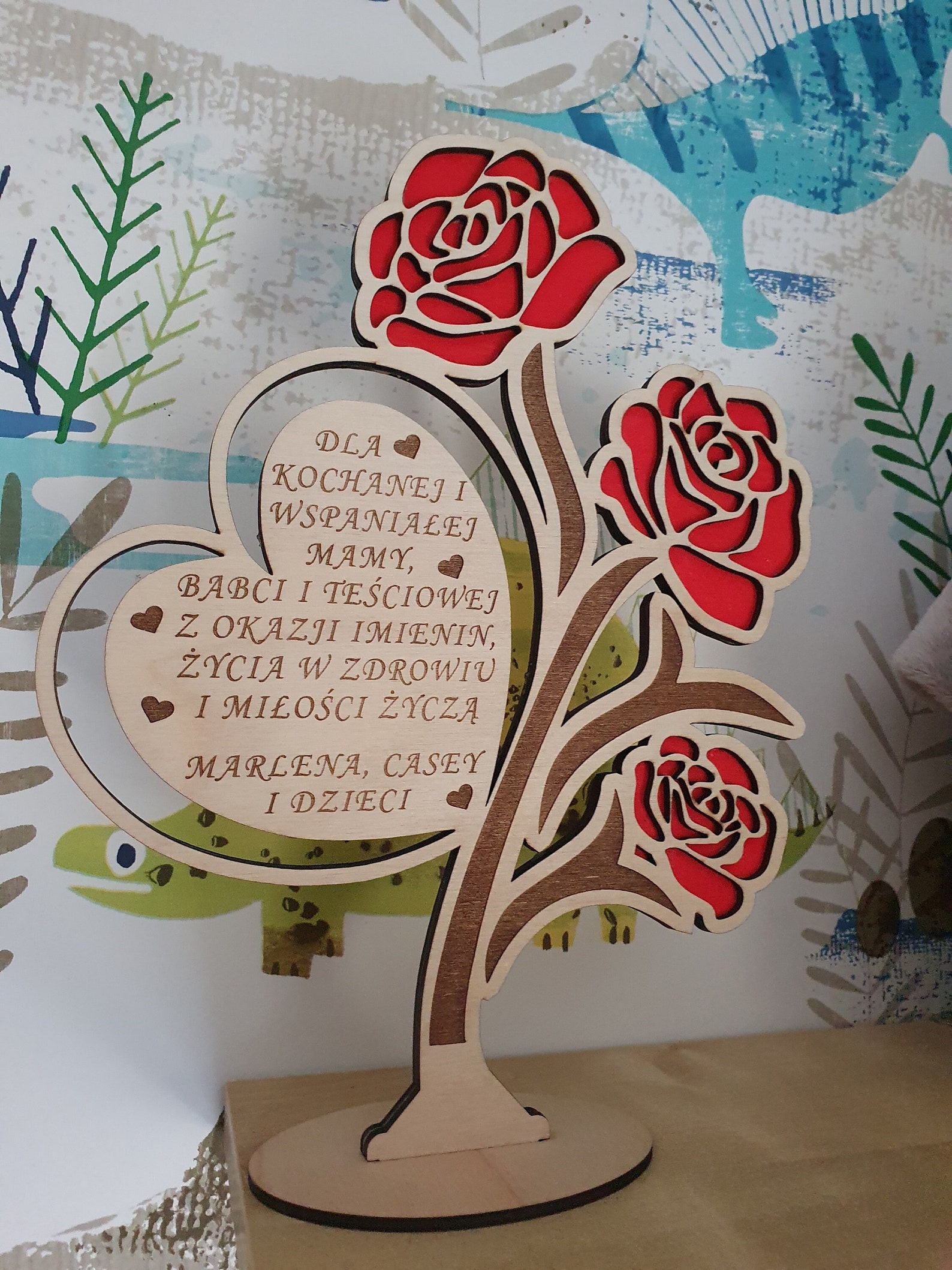 Personalised Wood Flower Rose - Mother's Day Gift - Grandma Gift, Wife ...