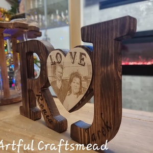 Personalised Couple Initials Letter Connection With Heart, Wood Letter ...
