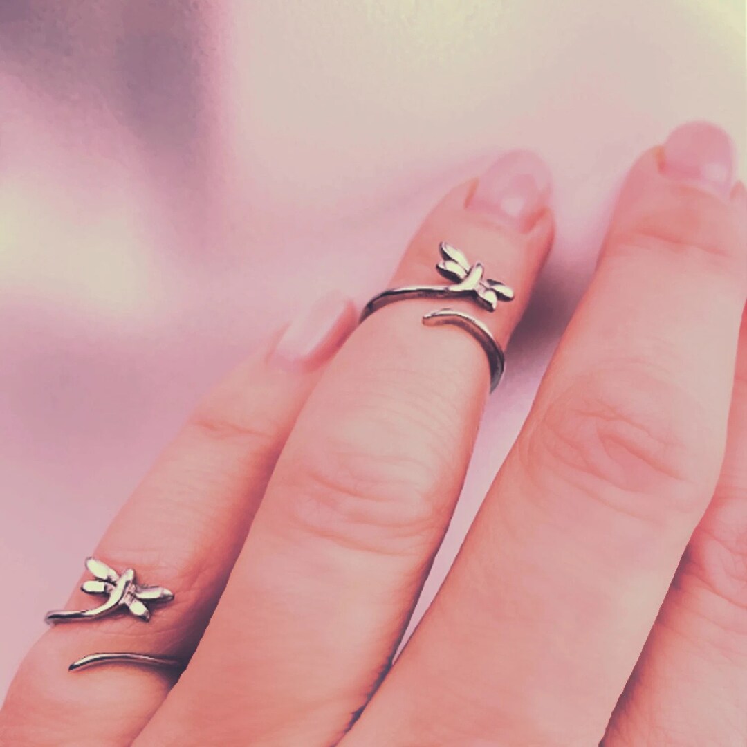 Sterling Silver Fingertip Ring Stacking Ring Thin Ring Butterfly Ring ...