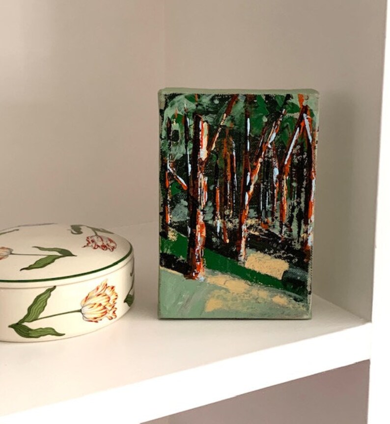 Mini Canvas Original Art 'woodland Green' - Etsy