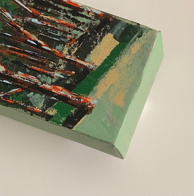 Mini Canvas Original Art 'woodland Green' - Etsy