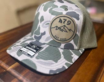 Custom Leather Patch Mens Hat Fly Fishing Laser Engraved - Etsy