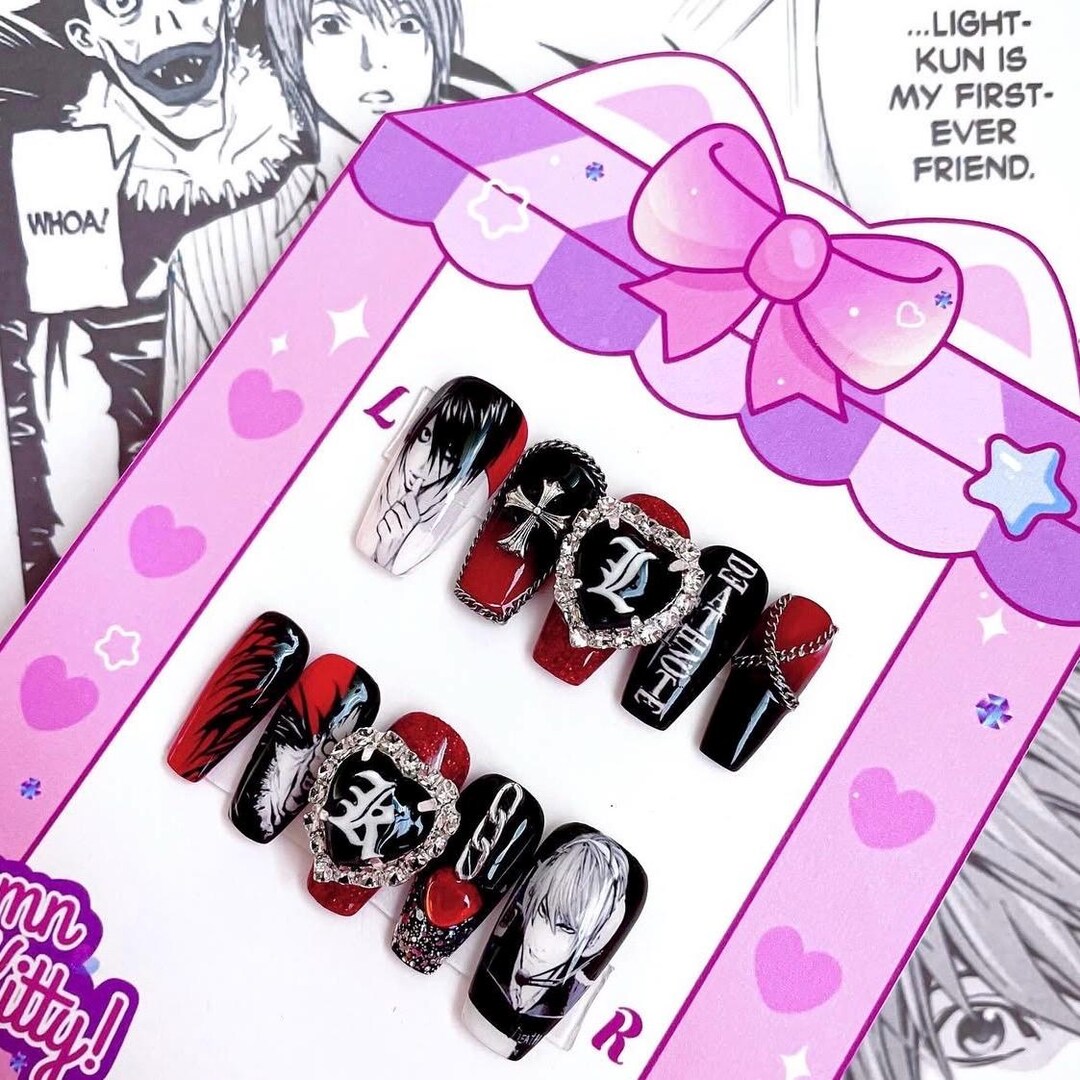 Deth Note Press on Nails | Fake Nails | Anime Nails | Anime Fake Nails ...
