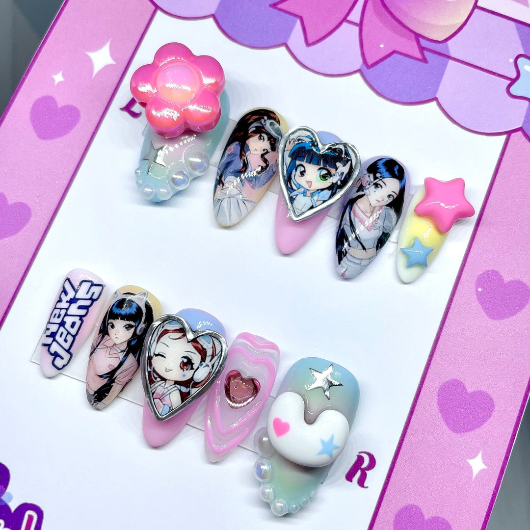 Super Shy Press on Nails NWJNS Nails Newjeans K-pop Nails K-pop Fan Art ...