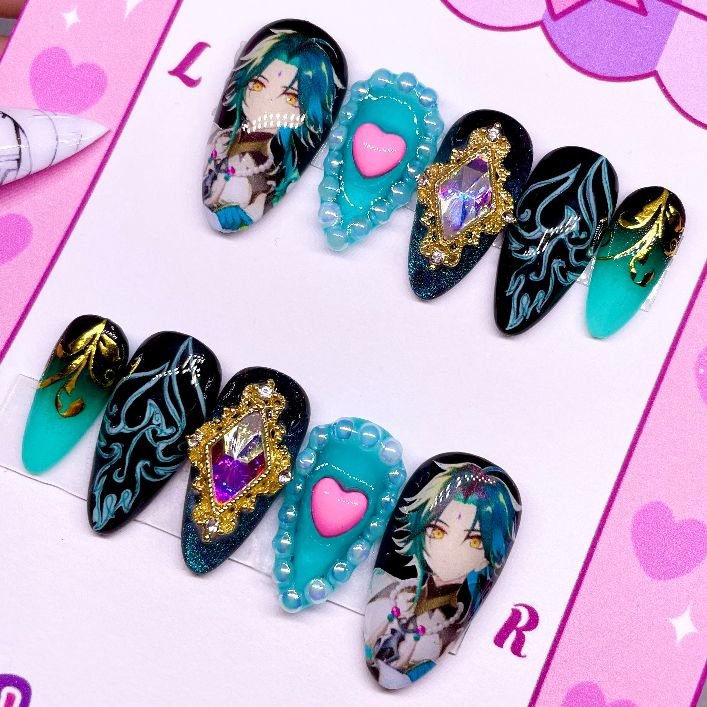 Genshin Impact Press on Nails | Fake Nails | Anime Nails | Anime Fake ...