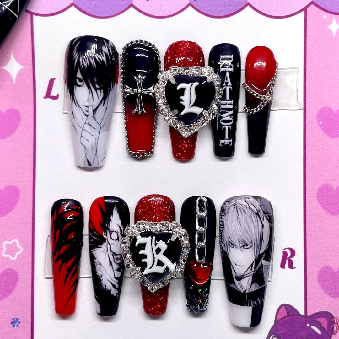 Deth Note Press on Nails | Fake Nails | Anime Nails | Anime Fake Nails ...