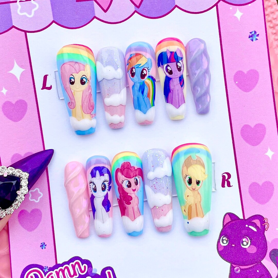 My Lil Pony Press on Nails | Damn Kitty Press on Nails | Fake Nails ...
