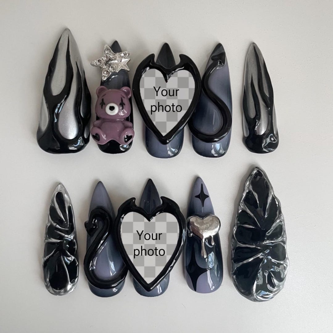 Devil Man Press on Nails | K-pop Nails | Anime Press on Nails ...