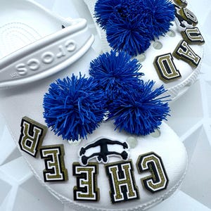Blue Pom Pom Croc Charms With Gold Glitter Alphabet Letters ...