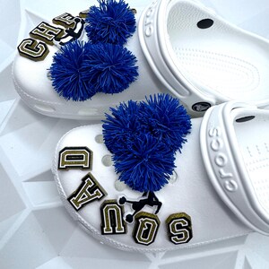 Blue Pom Pom Croc Charms With Gold Glitter Alphabet Letters ...