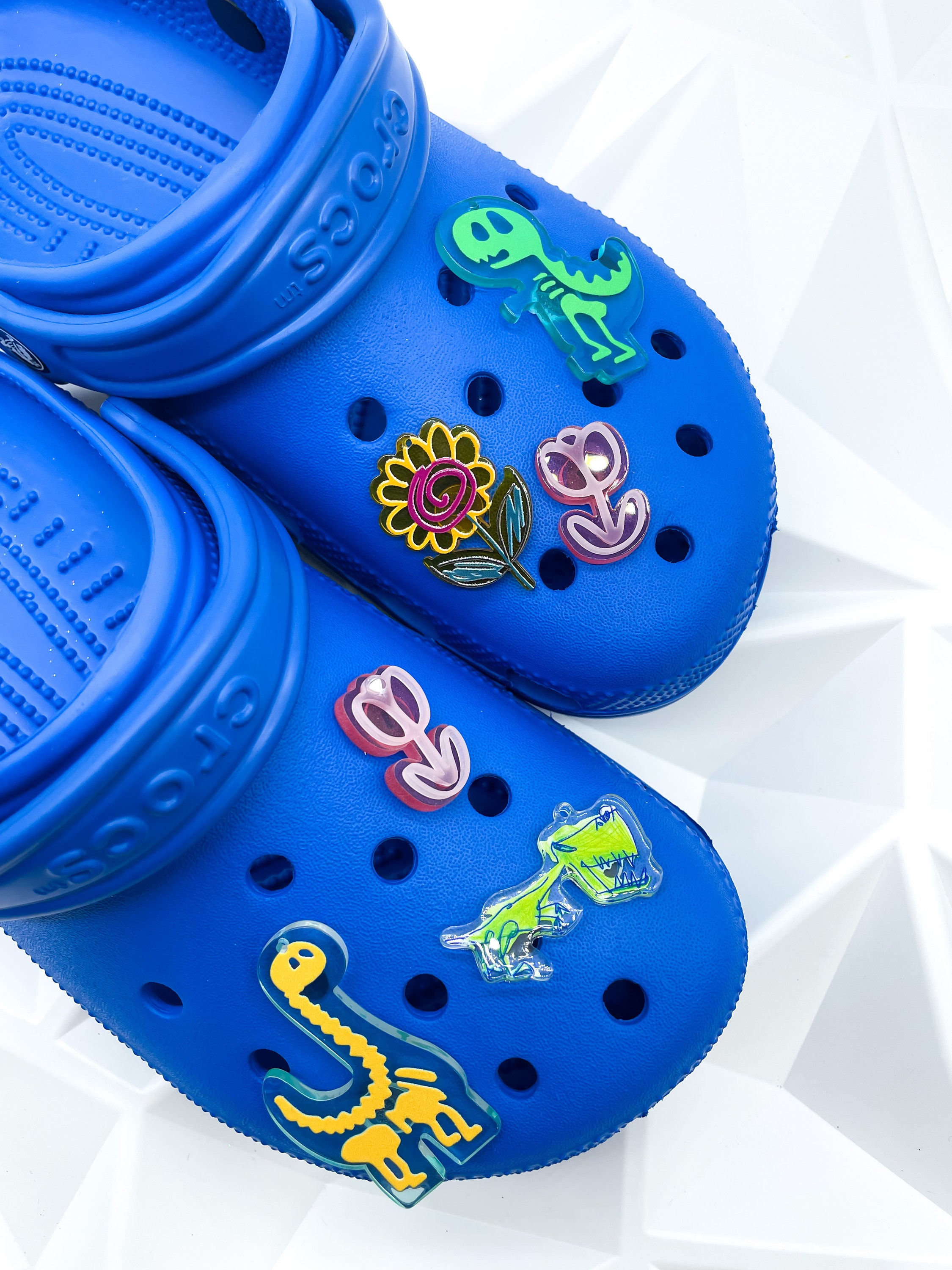 Dinosaur Doodle Croc Charm , Flower Croc Charm Set of 6 - Etsy