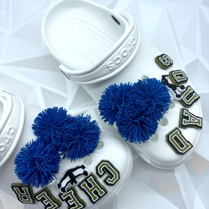 Blue Pom Pom Croc Charms With Gold Glitter Alphabet Letters ...