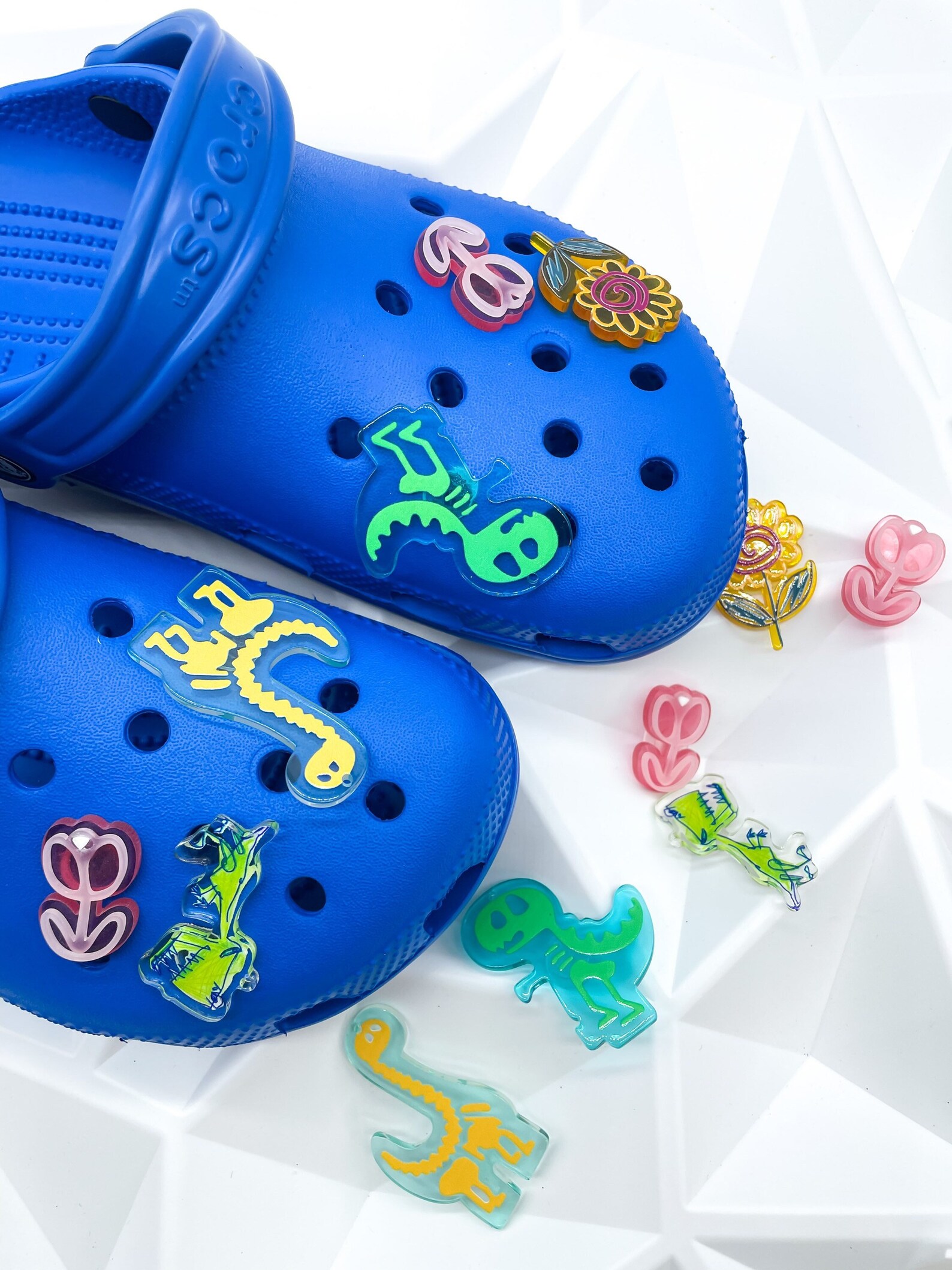 Dinosaur Doodle Croc Charm , Flower Croc Charm Set of 6 - Etsy
