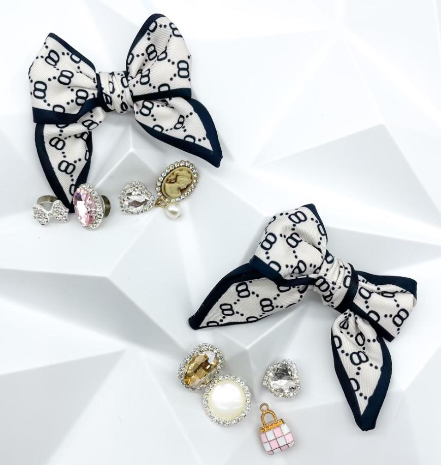 Chic Bow & Rhinestone Shoe Charms Set, 10pc Luxury Purse Charms ...