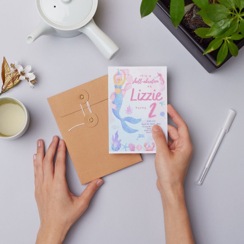 Editable and Printable Mermaid Lizzie Birthday Invitation Template - Etsy