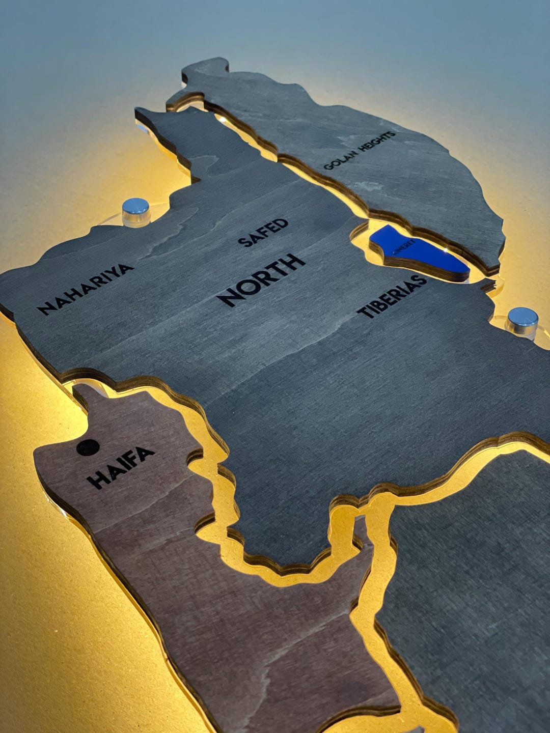 Illuminated Wooden Map of Israel, Light-up Holy Land Map, Christian ...