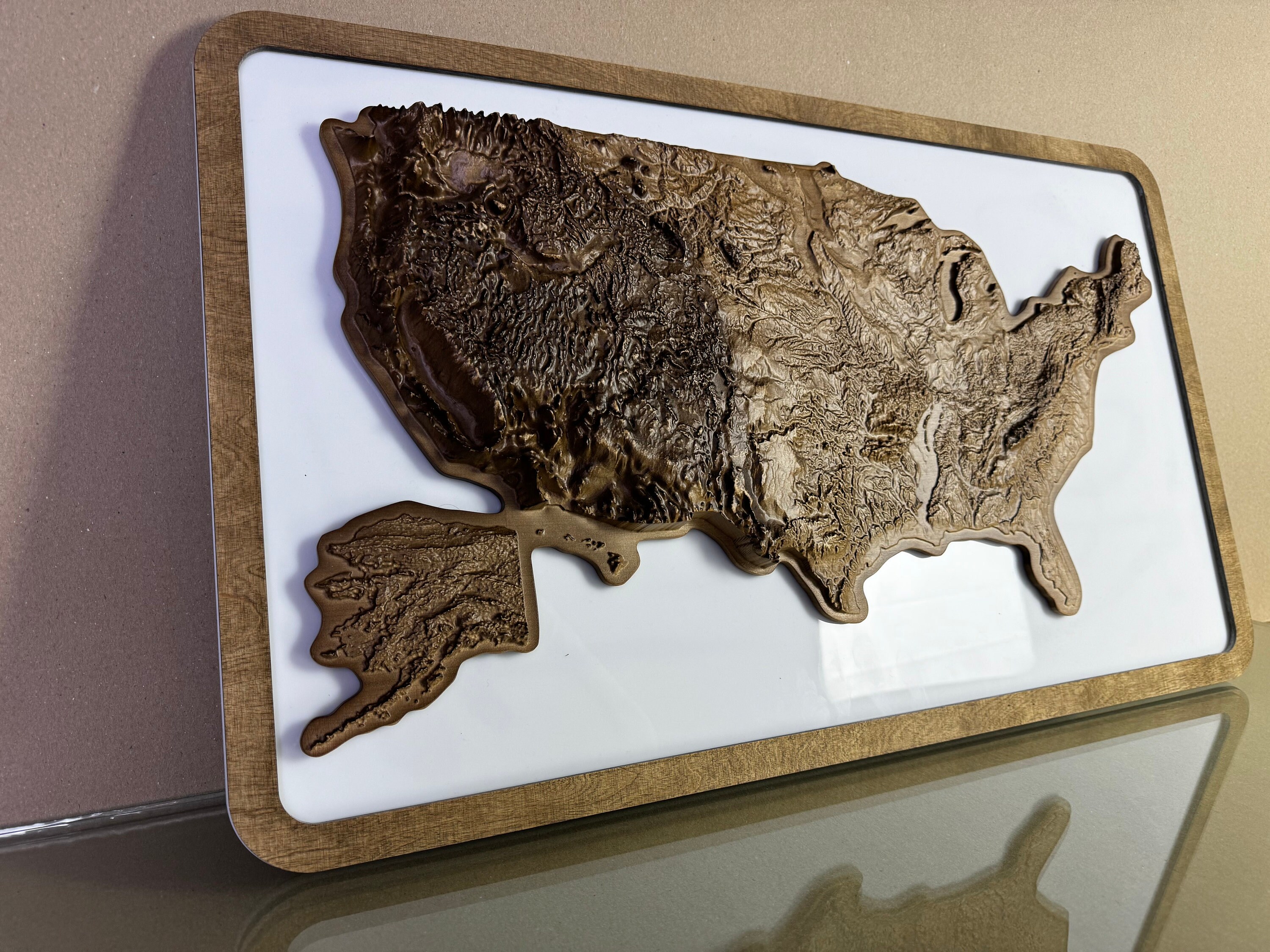 3D USA Map Color Nut, Wooden Travel Map, Topographic Map, 3D Wooden Map ...