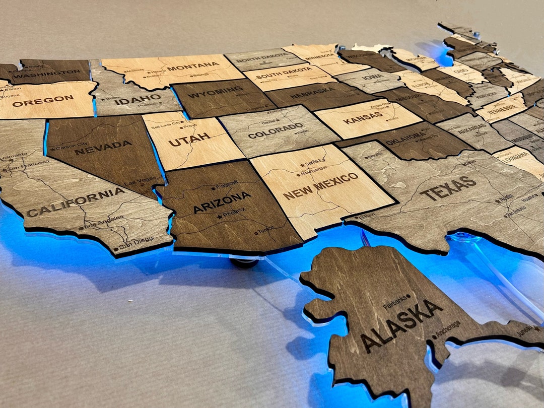 USA Wood Map, Wooden USA Map, Large Usa Travel Map, Custom Wall Map ...