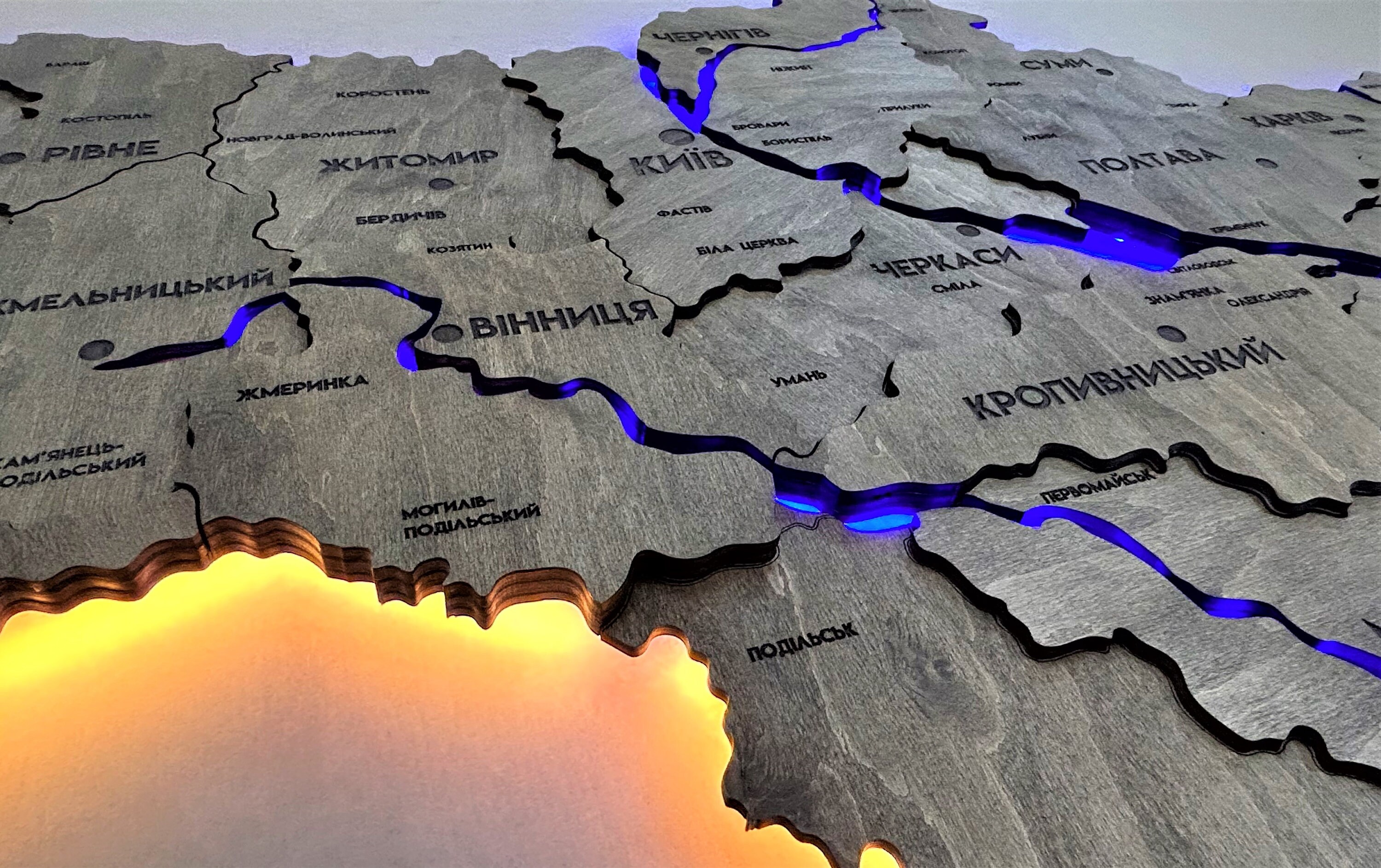 3D LED Wooden Map of Ukraine With Acrylic Rivers Wood World - Etsy