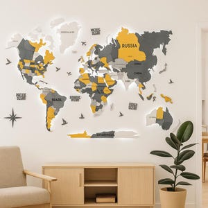 Handcrafted 3d Wooden World Map Unique Wall Decor - Etsy